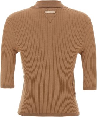 Prada Womens Beige Cotton Polo Shirt