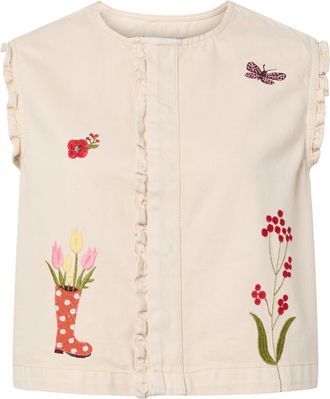 Pieces Pcpalma Sl Frill Denim Top Bc