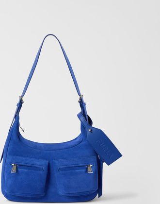 Furla Lynette Schultertasche M Toni Cobalto Blau Wildleder Damen
