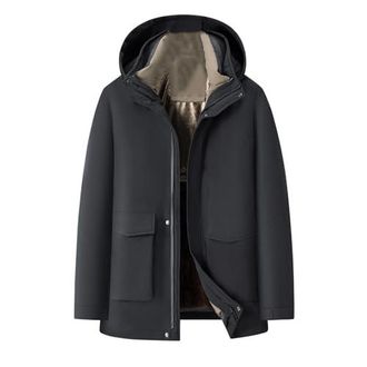 Generic Doudoune à capuche classique et douce pour homme, Noir, XXL