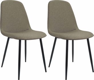 Clp Esszimmerstuhl 2er Set gepolstert Maryam, Küchenstuhl mit Rückenlehne und schwarzem Metallgestell, bis 150 kg belastbar, Farbe:Taupe, Material:Stoff