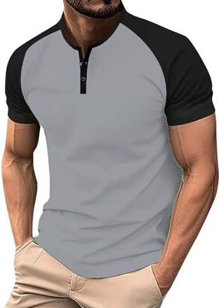 Generic Chemise basique boutonn&eacute;e pour homme, v&ecirc;tement de travail d&eacute;contract&eacute;, polo vintage, l&eacute;ger et respirant, tuniques de vacances, gris, 3XL