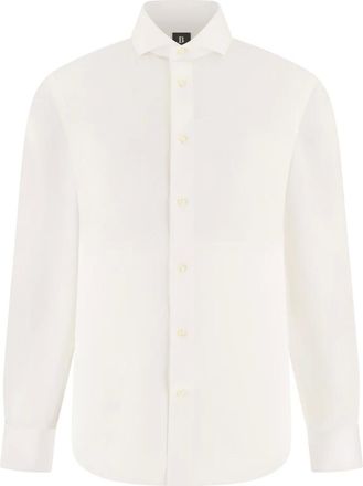 Boggi Milano Homme, Chemises, Blanc, Taille: XS Dobby Napoli Collar Shirt Slim Fit