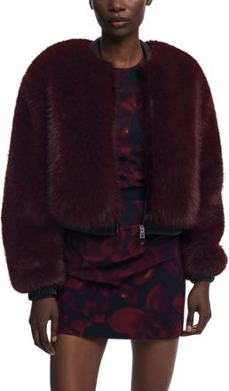 Desigual Faux-Fur bordeauxfarbene Jacke