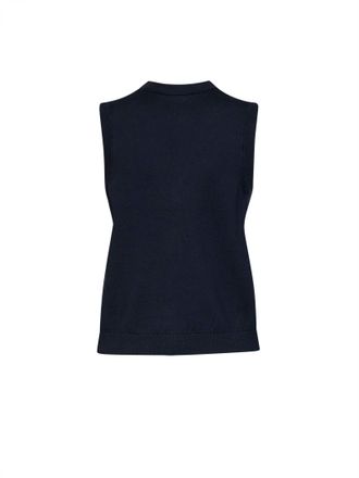 Max Mara Womens Knit Vest Smmsaggio Blue Cotton Knitwear Sweater