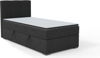 Generic FEDVE Boxspringbett 100x200 Schwarz - Gandia Mini - Praktisches Bett mit Bettkasten Links - Gemütlich Kopfteil Bett mit Matratze - Einzelbett zum Schl