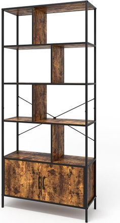 Vicco Raumteiler Fyrk, B&uuml;cherregal stehend, Eiche rustikal, 80 x 180 cm mit 2 T&uuml;ren