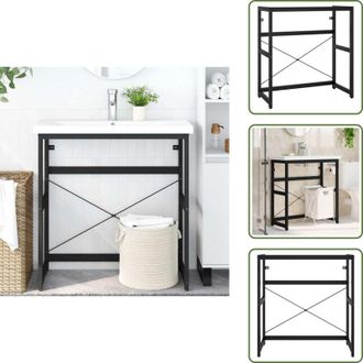vidaXL Badezimmer Waschtischgestell Schwarz 79x38x83 cm Eisen - Badezimmerm&ouml;bel - Waschtischgestell - Eisen - Schwarz - Pulverbeschichtet