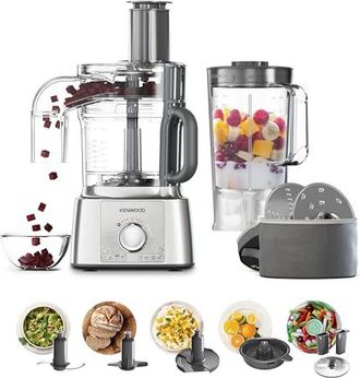 Kenwood MultiPro Express FDP65.820SI, Robot de Cuisine Multifonction avec Large Gamme dAccessoires, Bol dune Capacit&eacute; de 3 L, 2 Vitesses Plus Pulse, 1000W, Ar