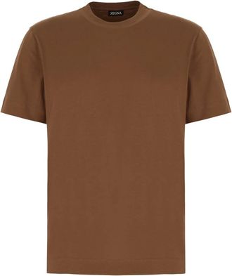 Ermenegildo Zegna Homme, Tops, Brun, Taille: L Crew Neck T-Shirt