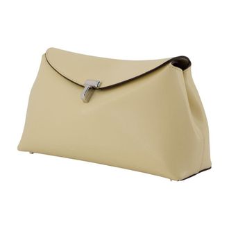 Toteme Womens T-Lock Clutch Ivory Cowhide
