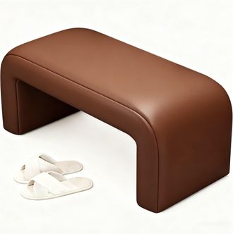 Generic Schuhbank mit Lederkissen Kratzfester Katzenbezug Hochelastischer Schaumstofffüllung Keine Montage Erforderlich Balkonmöbel für Eingangsbereich, Wohnz