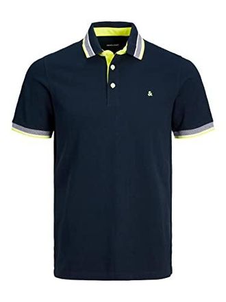 Jack & Jones Jjepaulos Polo Ss Noos Homme Polo, Marine - Jaune, XXL