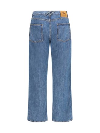 Burberry Mens Straight Leg Jeans Mid Blue Cotton
