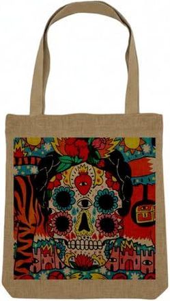 Fabulous Sac Shopping Tote Bag Aspect Lin - Peinture de Ricardo Cavolohome Artiste Art - Sac de Courses Toile Epaisse 360g Beige Naturel Cabas Port&eacute; Epaule Sol