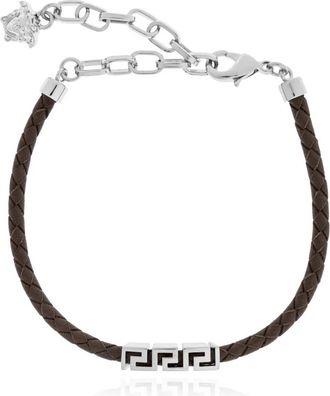 Versace Homme, Accessoires, Brun, Taille: ONE Size Bracelet en cuir avec logo