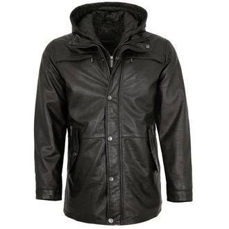 Bugatti Herren Echtleder Lederjacke Longjacke Lammnappa schwarz