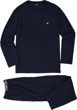 Emporio Armani Herren Pyjama blau Jersey-Baumwolle unifarben