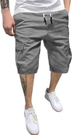 Generic Shorts Et Bermudas Homme Respirant Jogging Bermuda Cargo Short Ete Baggy Short Cargo Fitness Sport avec Poches Sportswear Grande Taille L&eacute;ger Conforta