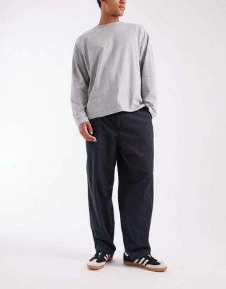 Jack & Jones Pantalon &eacute;l&eacute;gant en lin m&eacute;lang&eacute; - Noir