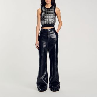 Sandro Top aus kariertem Strick