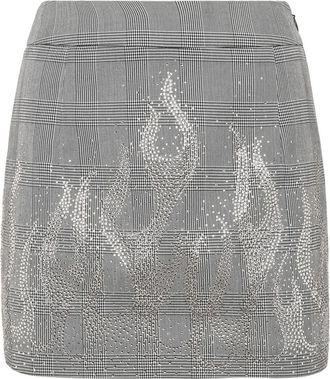 Philipp Plein Minirock mit Flammenapplikation - Schwarz