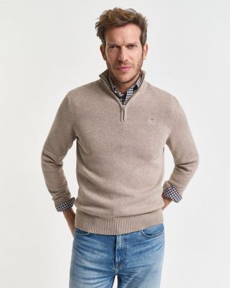 GANT Troyer CASUAL COTTON HALF ZIP mit grafischer Logostickerei auf der Brust