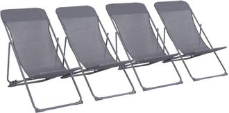 Sweeek Sweeek - Lot de 4 chaises pliantes livorno en acier / textilene, anthracite, 83 x 88 x 95 cm