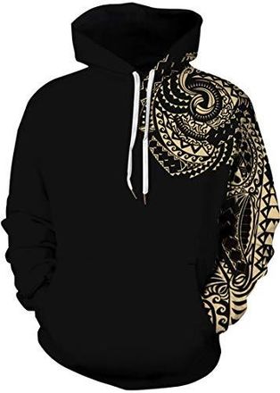 EUDOLAH Homme Sweat &agrave; Capuche Pull de Chat Loup Lion Hoodie Hiver Slim Fit Tops Blouse (L-XL,Or Bras)