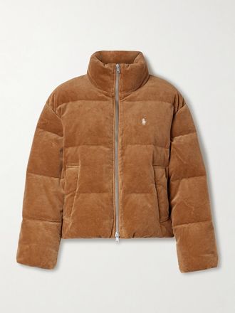 Polo Ralph Lauren Daunenjacke Aus Gestepptem Cord Aus Einer Baumwollmischung Mit Stickerei - Braun