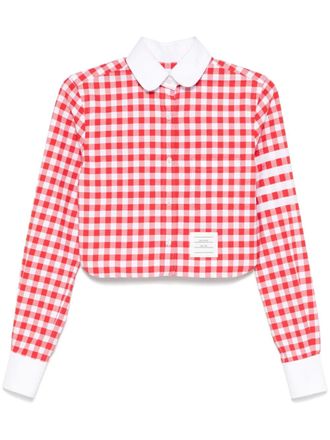 Thom Browne 4 Bar Stripes Hemd mit Vichy-Karo - Rot