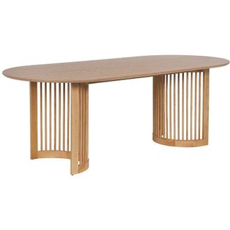 Vente-Unique Table &agrave; manger 8 personnes placage ch&ecirc;ne et bois dh&eacute;v&eacute;a - Naturel - NELIRAM