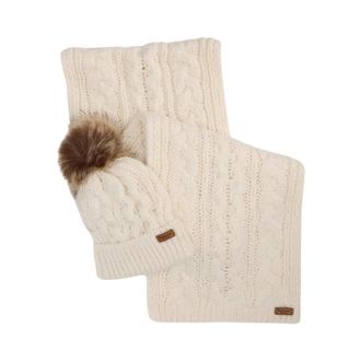 Barbour Penshaw M&uuml;tze und Schal Set - - Accessories - Damen - Wei&szlig; - ONE SIZE