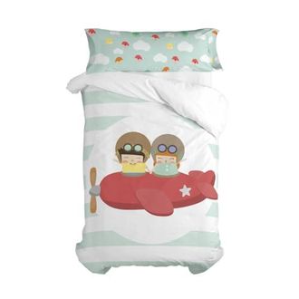Hf Living HappyFriday Happynois Learning to Fly Bettwäsche-Set, Mehrfarbig, für 105-cm-Betten, 2-teilig