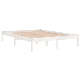 Generic TREISL Erwachsene Bettrahmen Weiß 205,5x185,5x31 cm Kiefer Massivholz Schlafzimmer Bettrahmen Robuste Konstruktion für Doppelbetten | 180x200 cm Geeig