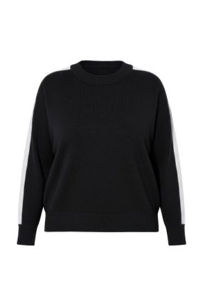 STUDIO UNTOLD Strickpullover Pullover oversized &Auml;rmelstreifen Ballon-Langarm