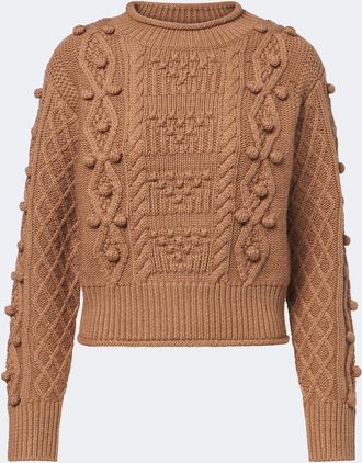 Emilia Wickstead Pull Milo en laine &agrave; maille torsad&eacute;e
