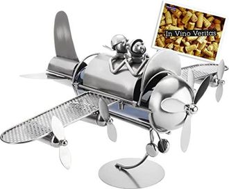 Brubaker Porte-bouteille de Vin d&eacute;coratif - Sculpture en M&eacute;tal - Id&eacute;e cadeau - Couple en Avion