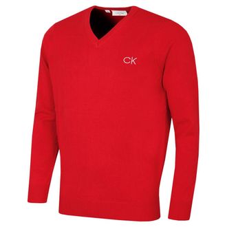 Calvin Klein Golf Herren V-Ausschnitt-Tour Sweater - Rot - XXXXL
