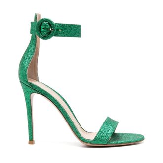 Gianvito Rossi Gr&uuml;ne Glitzersandalen Portofino Stil - - Shoes - Damen - Gr&uuml;n - 36 1/2 EU