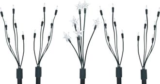 Hellum Hellum Gartenstecker Stern 5er Set outdoor, Gartenstecker Weihnachten mit 30 Sternen warmwei&szlig;, Weihnachtsbeleuchtung au&szlig;en Stern 70cm H&ouml;he, Weihnachts