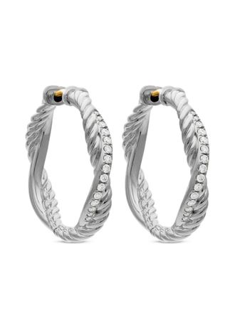 David Yurman Petite Infinity Sterlingsilber-Creolen mit Diamanten (17,3mm)