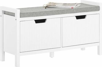 SoBuy FSR146-W Sitzkommode Sitzbank mit Sitzfläche Schuhtruhe mit Stauraum Schuhschrank Weiß bht ca. 91x50x30cm - Sobuy