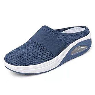 Onsoyours Chaussons orthopédiques pour Femmes Chaussures de Marche pour diabétiques Chaussures à Enfiler Chaussures dinfirmière en Maille avec Coussin dair A Bl