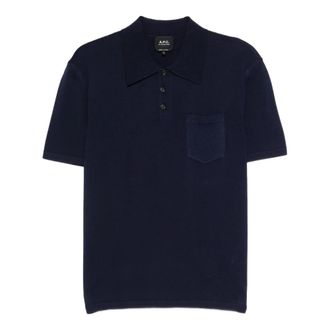 A.P.C. Kurzarm-Poloshirt mit Brusttasche - - Tops - Herren - Blau - 2XL