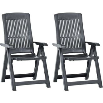 vidaXL Vidaxl - Chaises inclinables de jardin 2 pcs Plastique Anthracite
