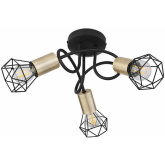ETC Shop Etc-shop - Plafonnier orientable cuisine rondel 3 flammes plafonnier abat-jour cage, rond laiton antique noir, 3x E14, 38 cm, salon