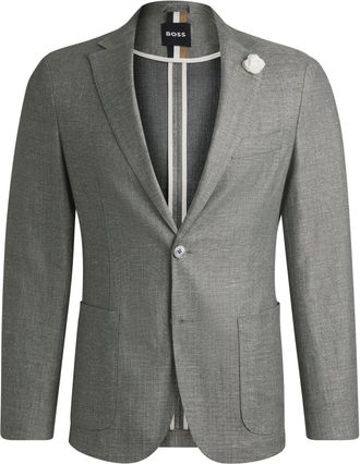 BOSS Herren C-Hanry-252 Slim-Fit Sakko aus fein gemustertem Gewebe Grün 54