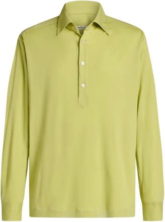 Kiton Homme, Tops, Vert, Taille: L Polo &agrave; manches longues en jersey de coton