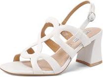 Queen Helena ZM9946 Sandales à talons larges pour femme, Blanc, 38 EU